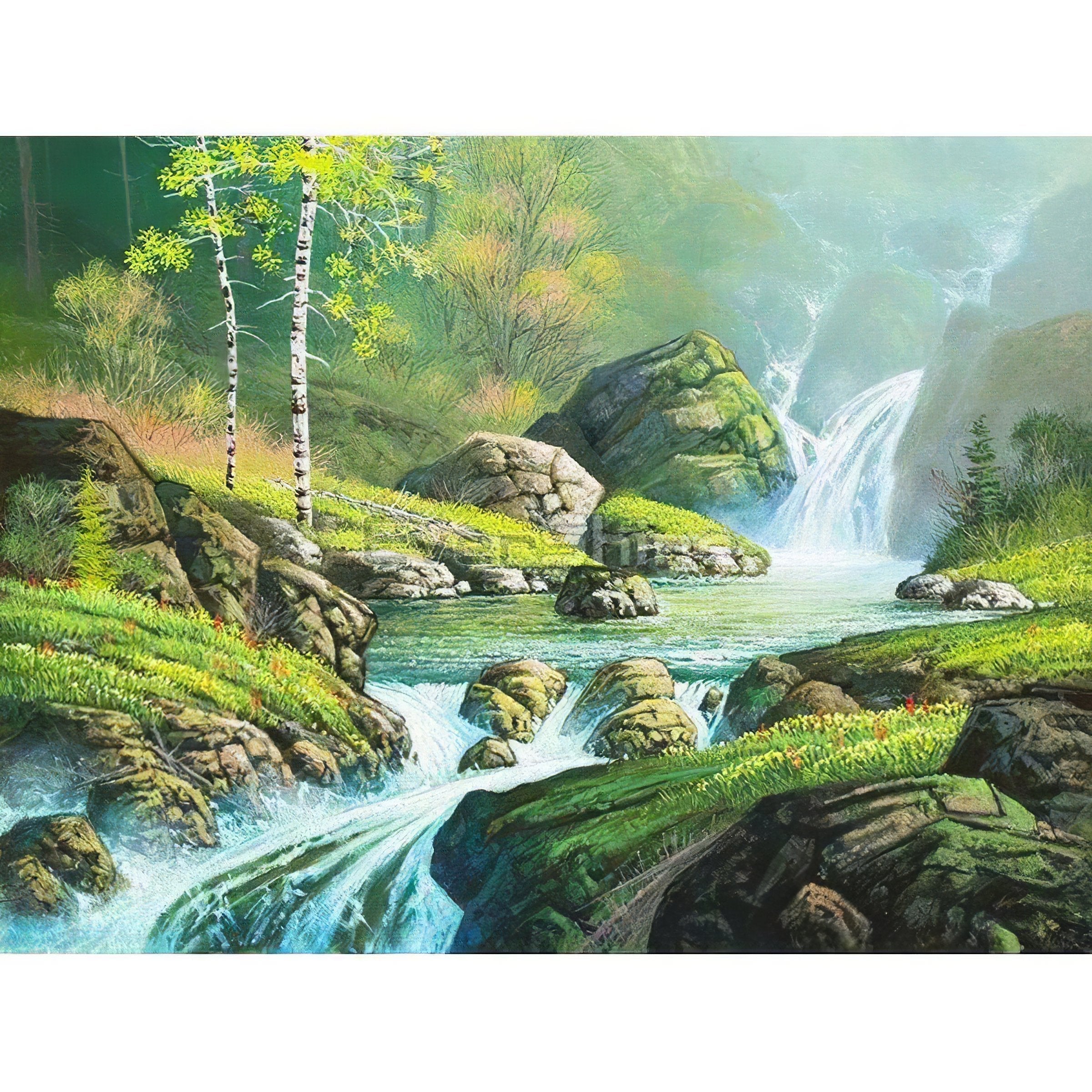 Rocky Waterfall | Diamond Painting Kit | Diamond Art Kit